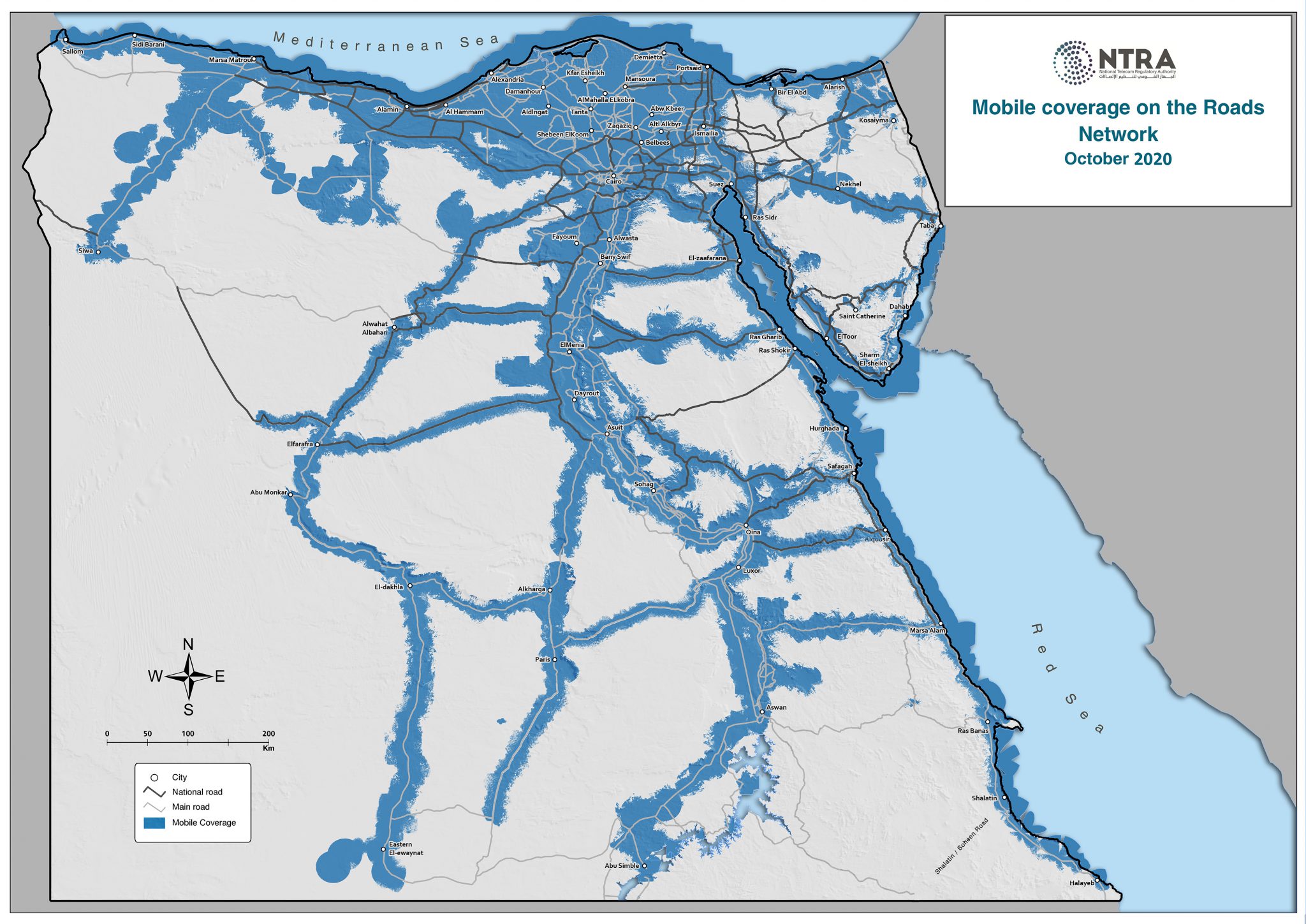Roads Mobile Coverage Map - National Telecom Regulatory Authority